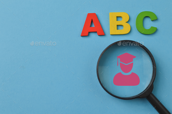 Wooden letters ABC and graduation symbol. Education concept. Stock ...