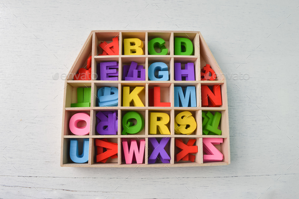 Colorful wooden alphabet set isolated on a white background Stock Photo ...