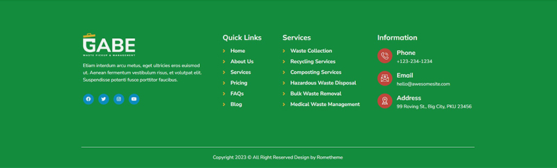 Gabe - Waste Pickup & Management Elementor Template Kit by Rometheme