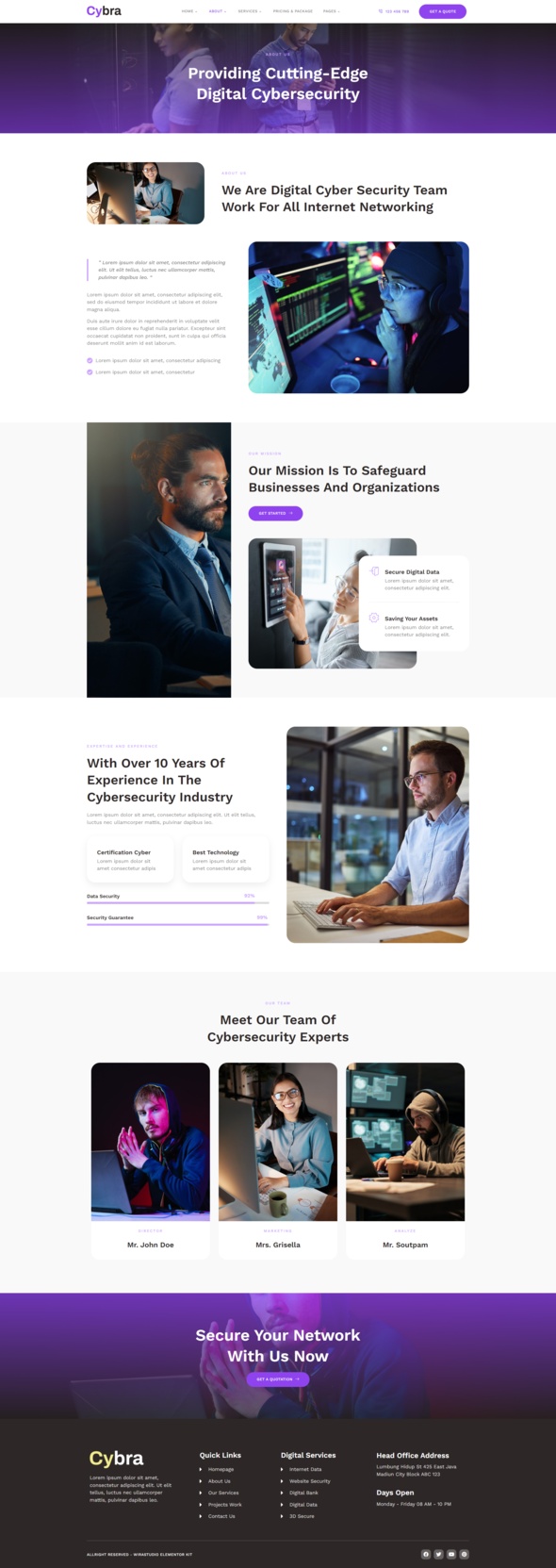 Cybra - Digital Cyber Security Elementor Template Kit by wirastudio