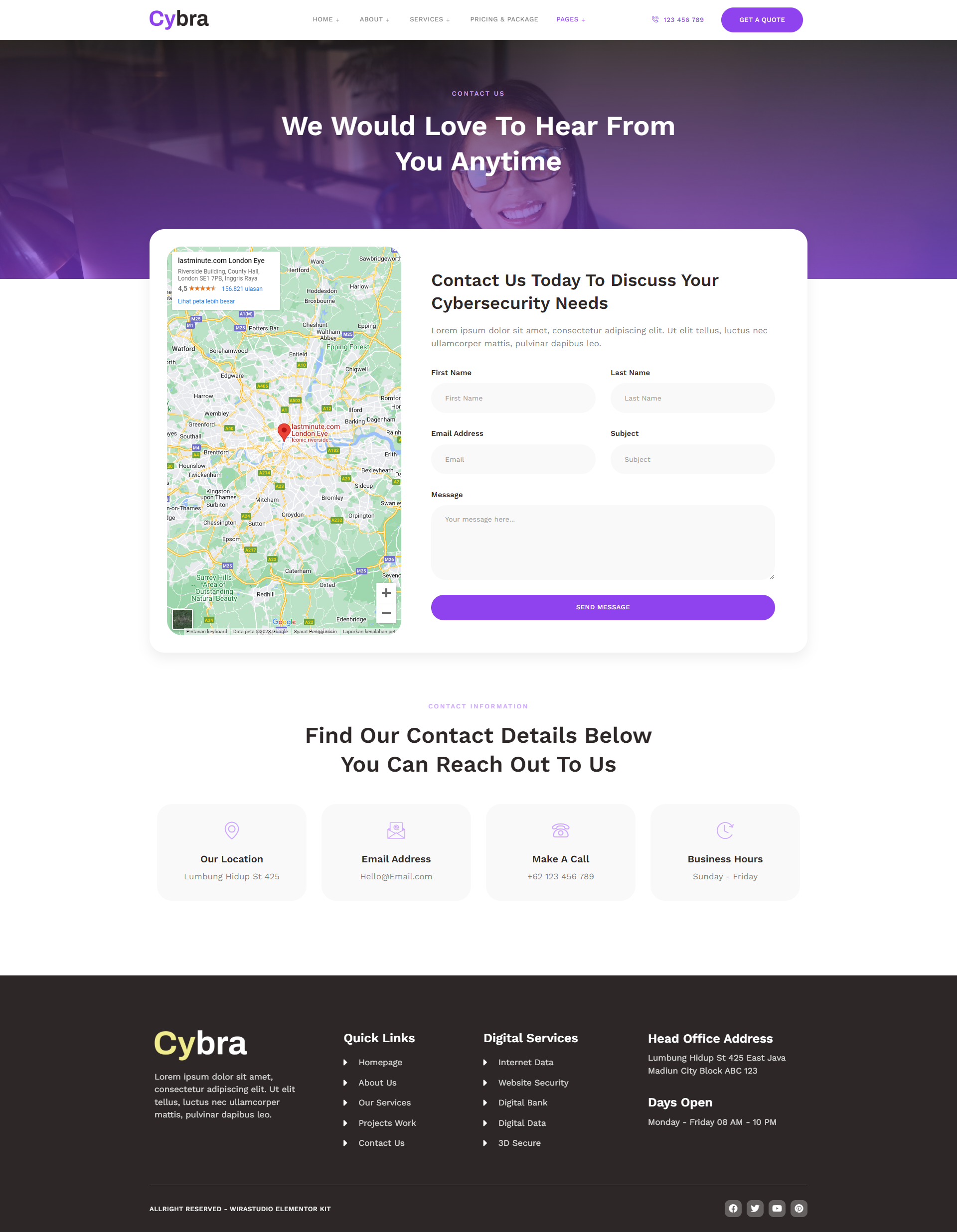 Cybra - Digital Cyber Security Elementor Template Kit by wirastudio
