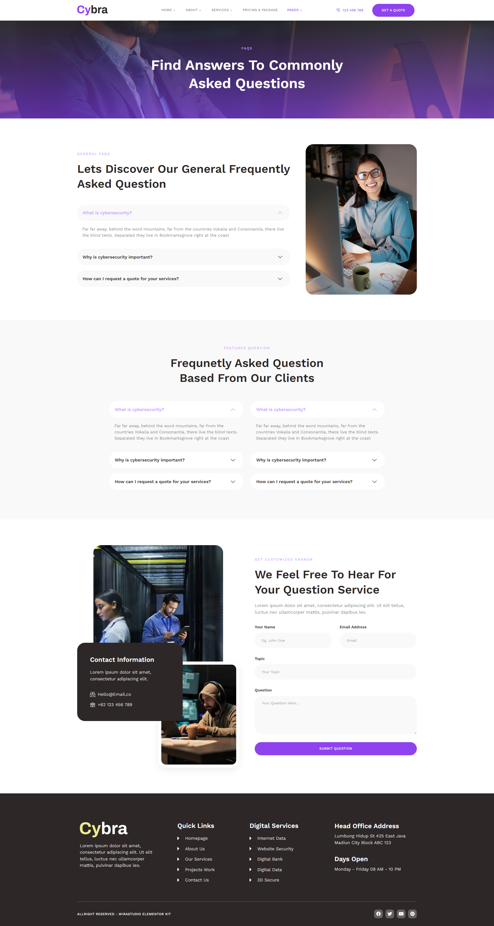 Cybra - Digital Cyber Security Elementor Template Kit by wirastudio