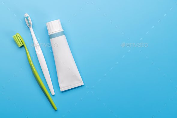 Toothpaste and toothbrushes Stock Photo by karandaev | PhotoDune