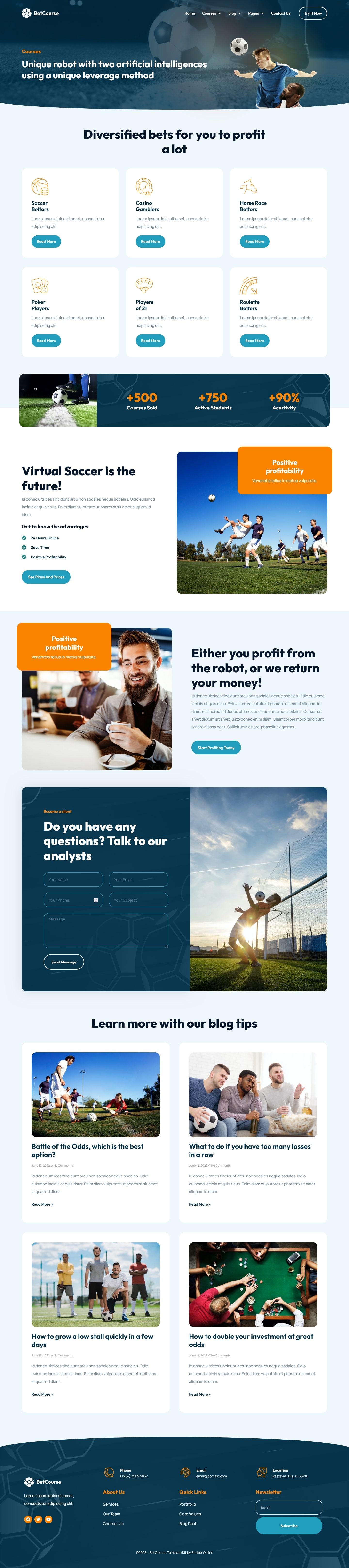 BetCourse - Sports Betting and Prediction Course Elementor Template Kit ...