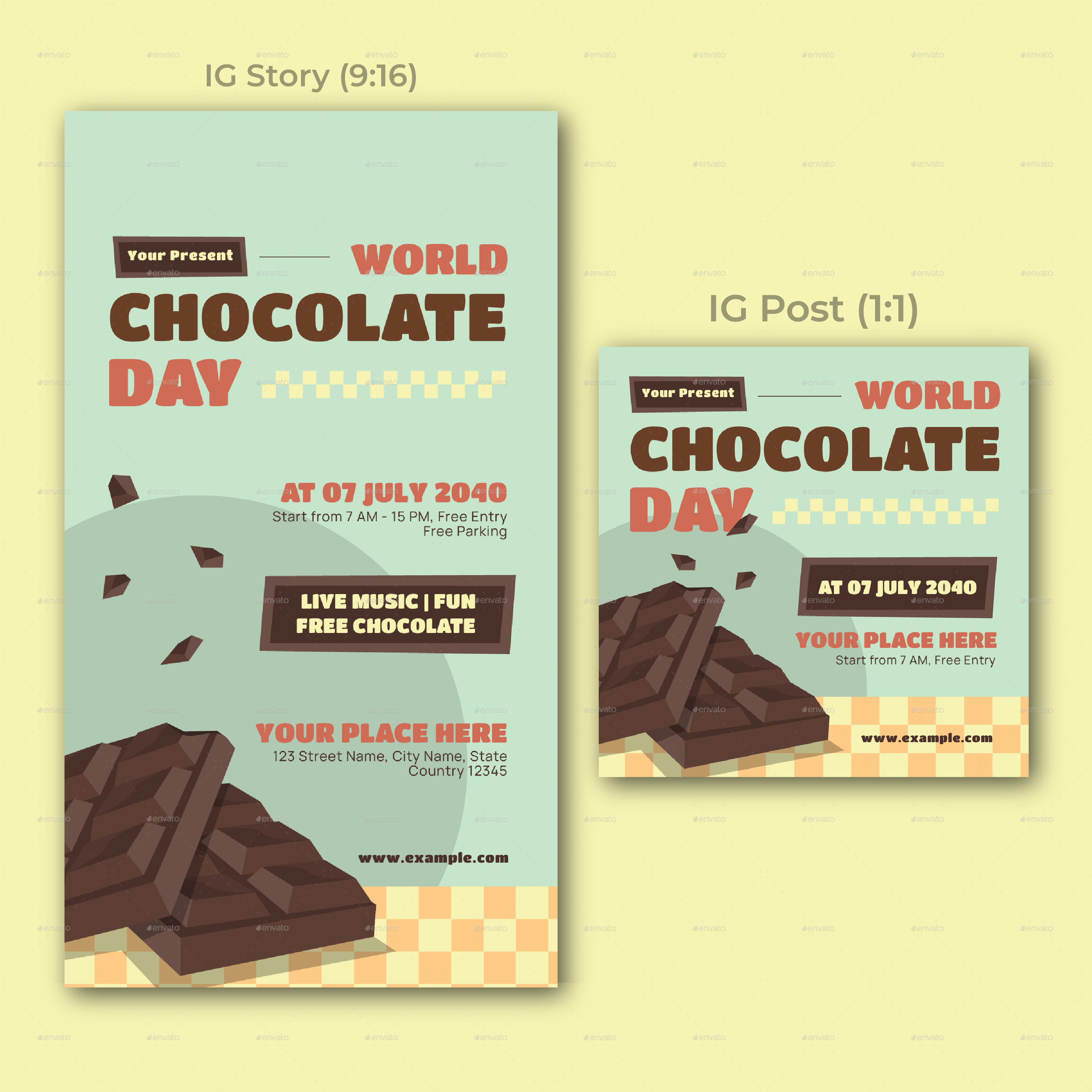 Retro World Chocolate Day Flyer Set, Print Templates | GraphicRiver