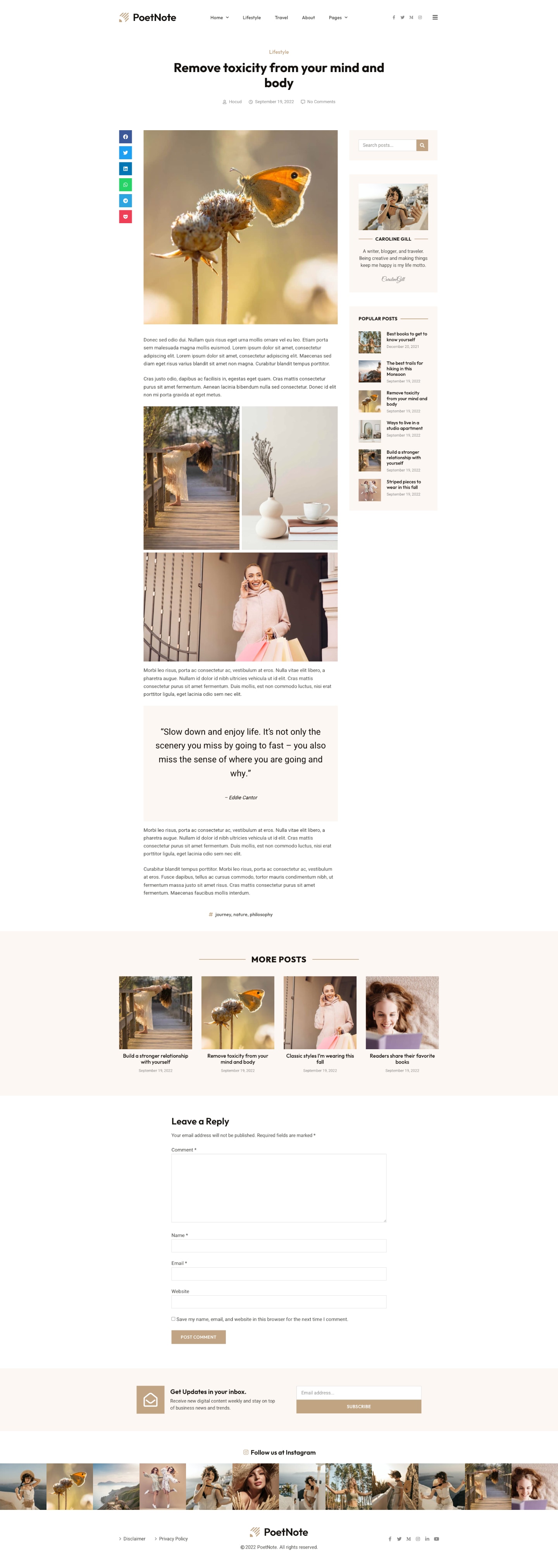 PoetNote - Modern Blog Elementor Pro Template Kit by oxaart | ThemeForest