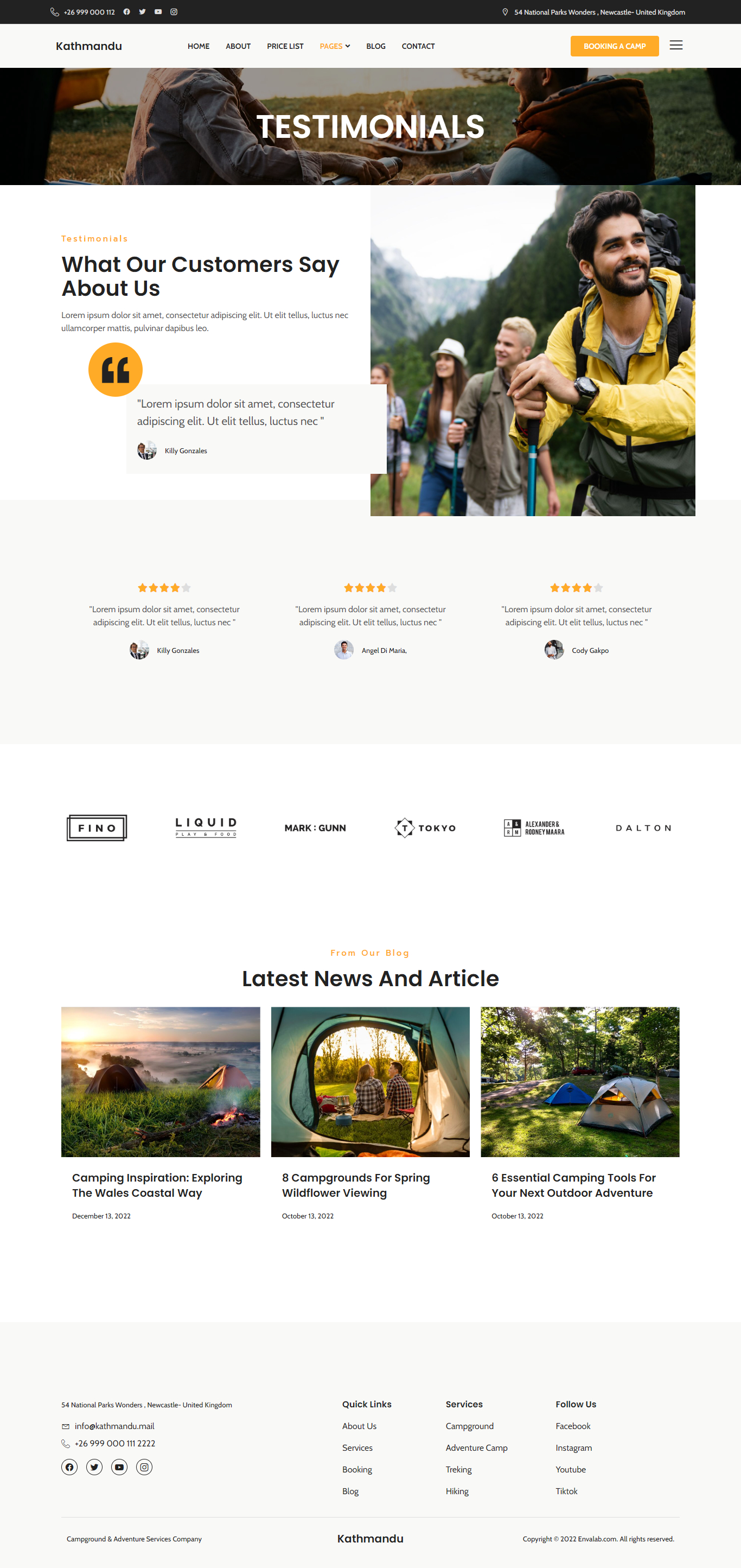 Kathmandu - Campground & Outdoor Activity Elementor Template Kit by envalab