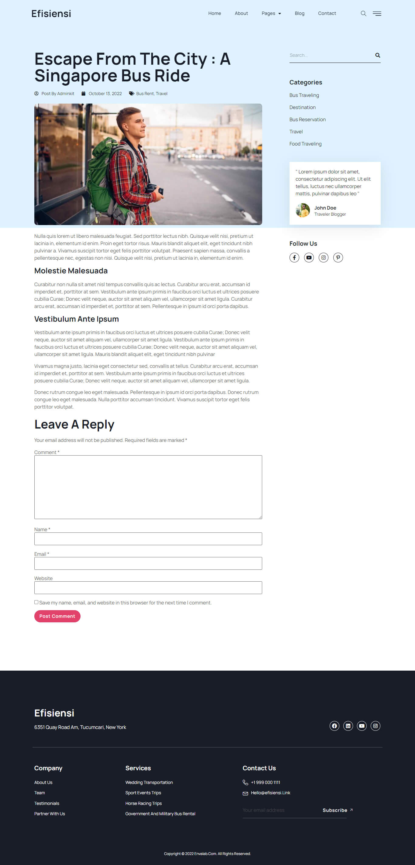 Efisiensi - Bus Charter & Rental Company Elementor Template Kit by envalab