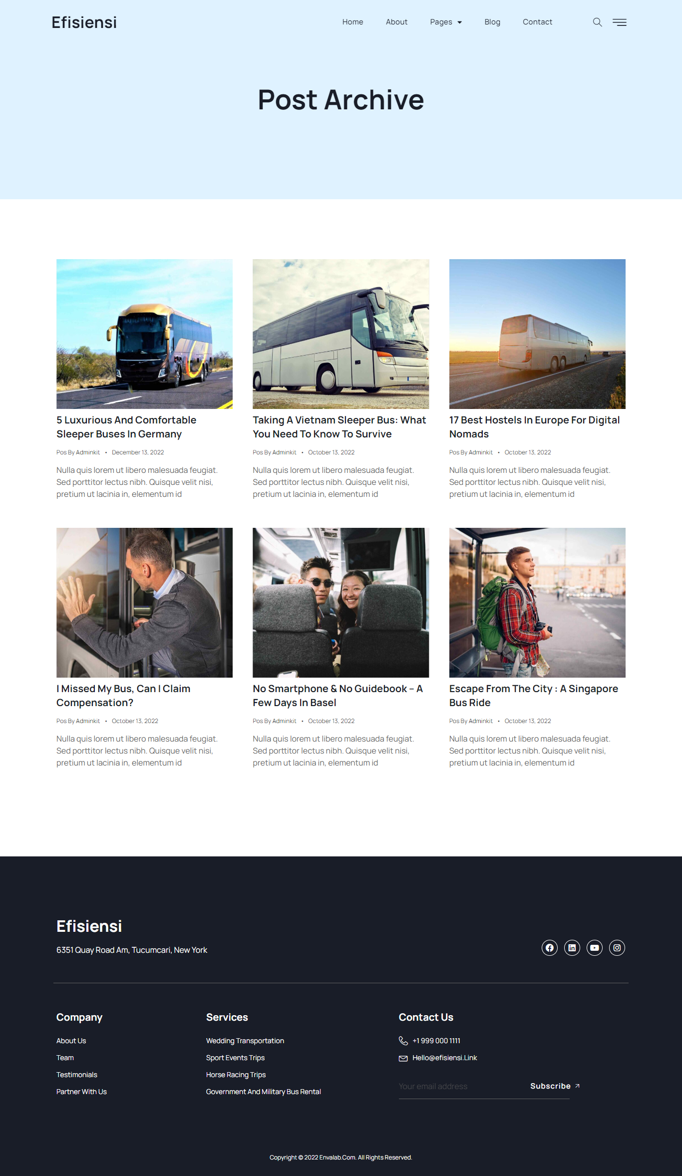 Efisiensi - Bus Charter & Rental Company Elementor Template Kit by envalab