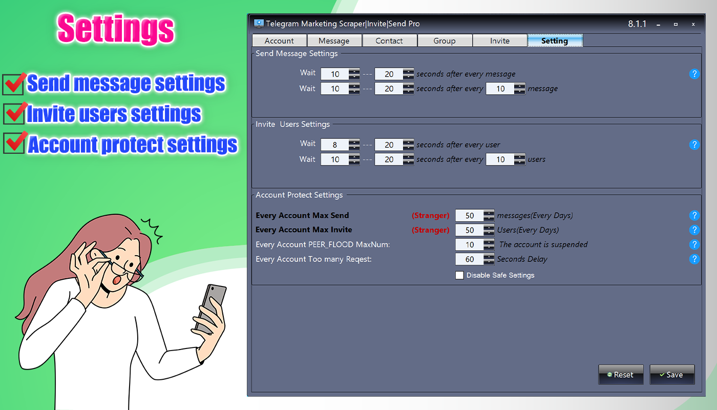 Telegram Marketing Scraper and Invite Bulk Sender Pro 8.2.6 by GalaxyXStudio