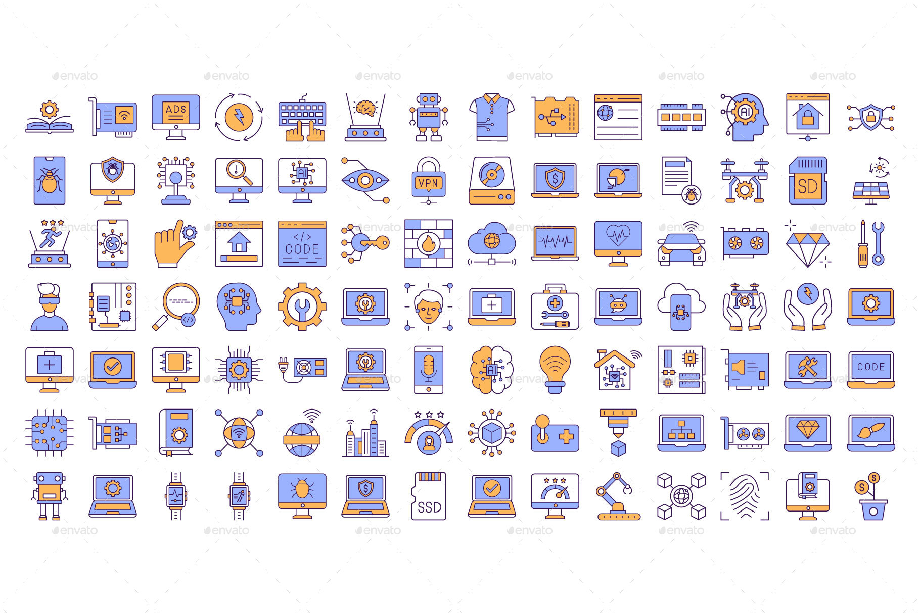 Cyber & Modern Technology Icons Pack | AI | EPS | SVG, Icons | GraphicRiver