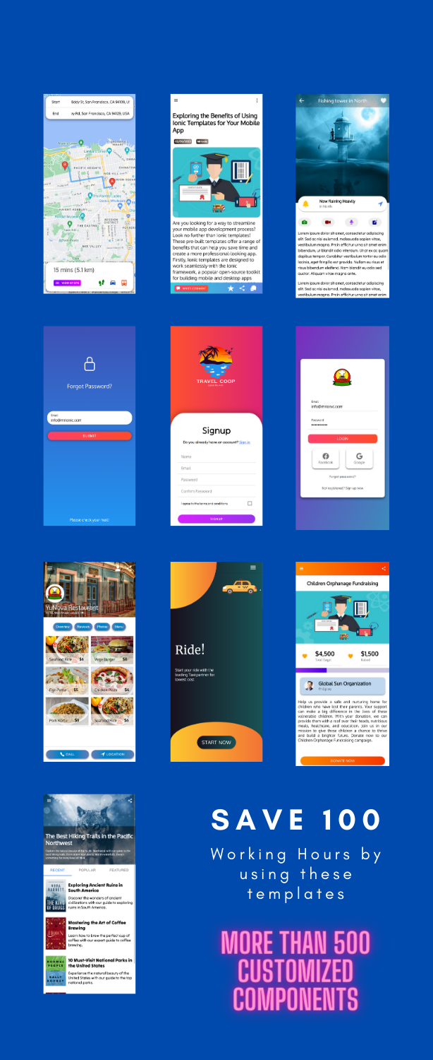 Ionic multipurpose template collection | 40+ App screens by MrIonic
