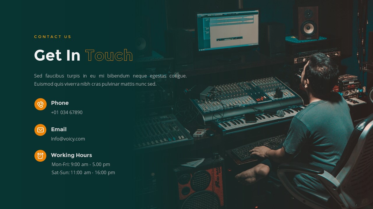 Voicy - Music Recording Studio PowerPoint Template, Presentation Templates