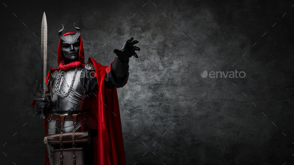 Dark cultist of mystic brotherhood against dark background Stock Photo ...