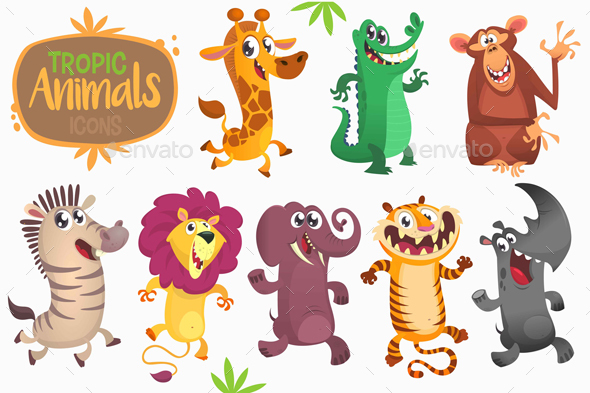 Cartoon African Animals Set. Vector Illustration by drawkman | GraphicRiver