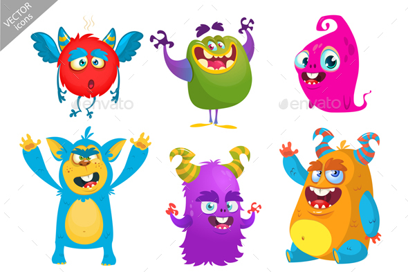 Cartoon Monsters Illustrations. Vector Isolated by drawkman | GraphicRiver