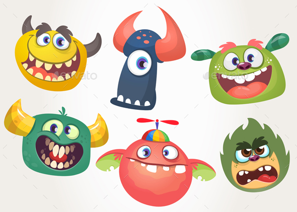 Cartoon monsters set. Vector illustration isolated, Vectors | GraphicRiver