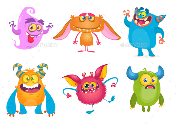 Cartoon Monsters Set. Vector Illustration Isolated, Vectors | GraphicRiver