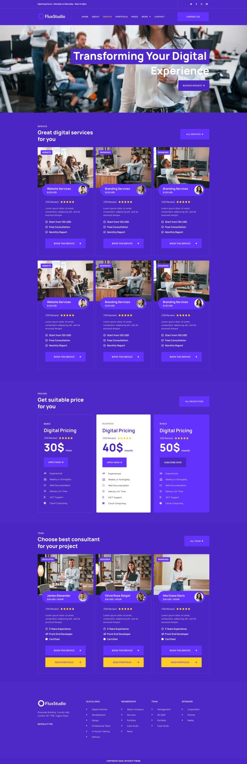 Flux - Digital Agency Elementor Template Kit by Design_8 | ThemeForest