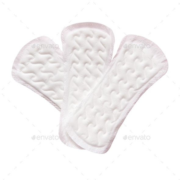 Feminine sanitary pad pattern isolated on white background. Hygiene ...