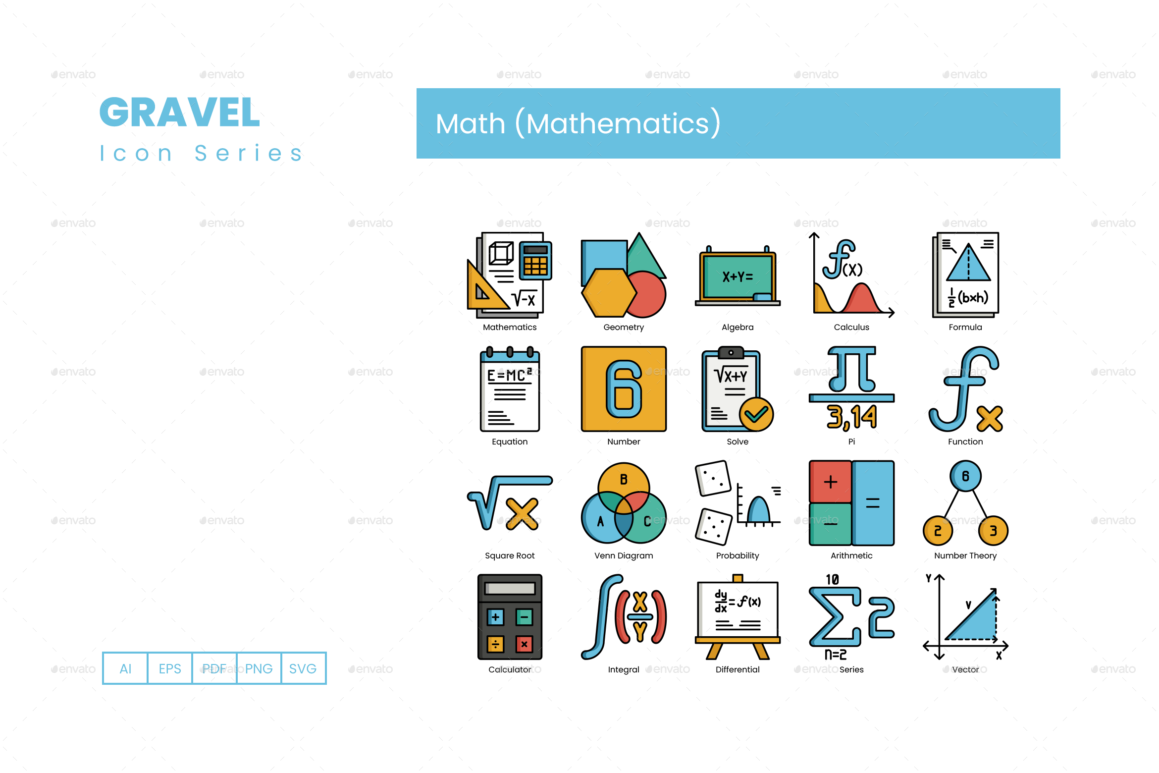 85 Math (Mathematics) Icons | Gravel Series, Icons | GraphicRiver