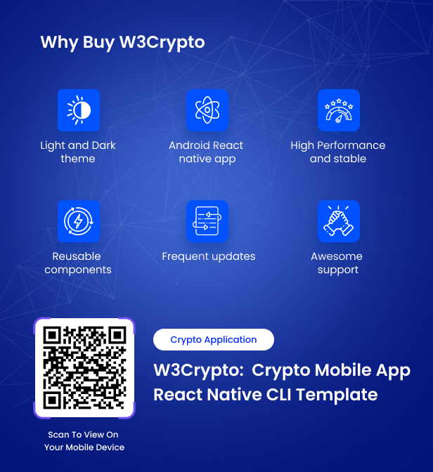 W3Crypto | Crypto Mobile App React Native CLI Template by hugebinary