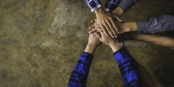Group of Diverse Hands Together Joining Concept, Successful team. Top ...
