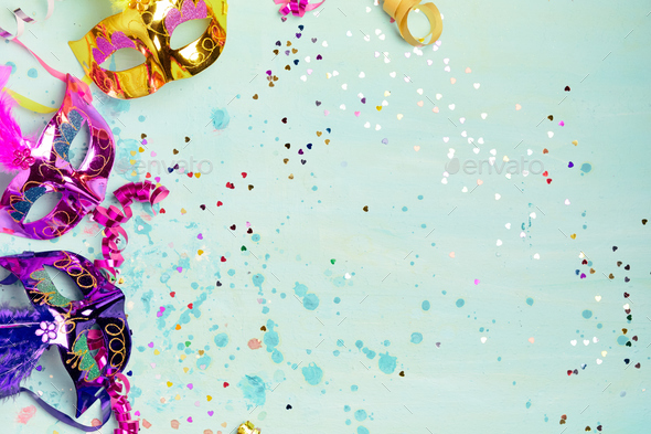 Party concept background with carnival masks Stock Photo by wirestock