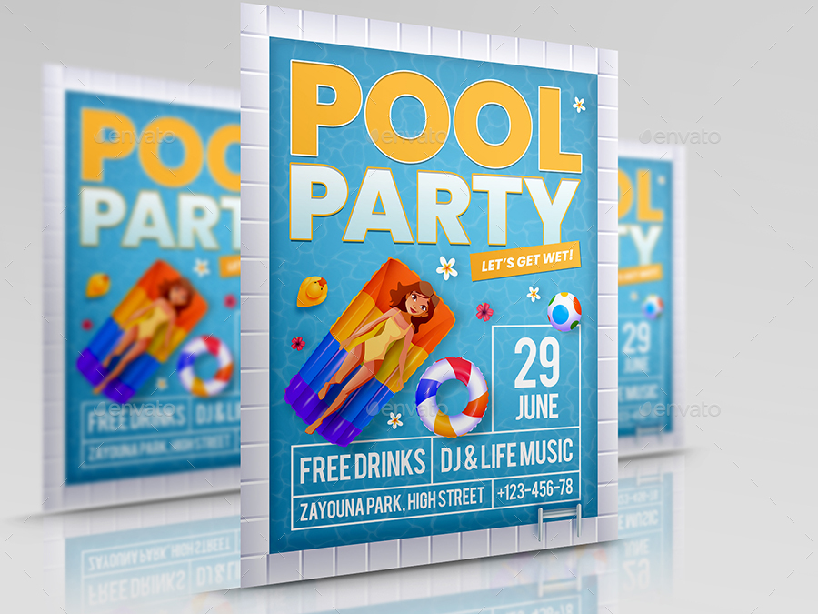 Swimming Pool Party Flyer Template, Print Templates | GraphicRiver