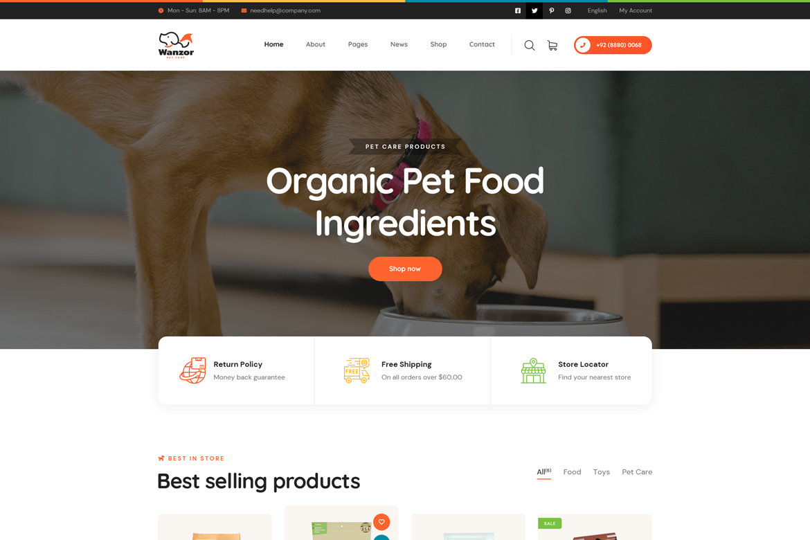Wanzor - Pet Care & Pet Shop Elementor Pro Template Kit by surisoft