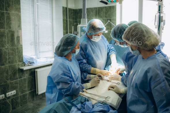 Surgical team performing surgery operation. Doctor performing surgery ...