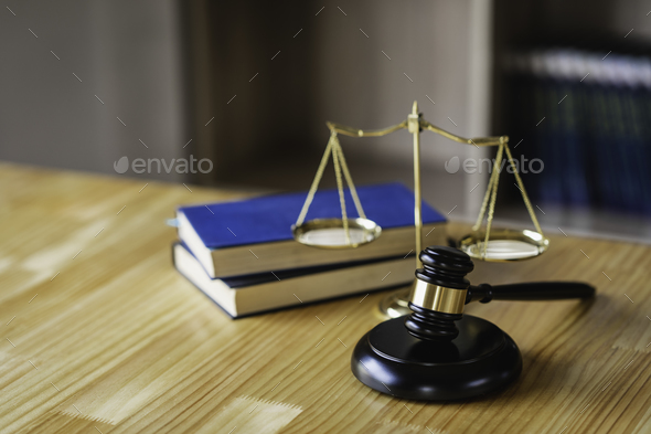 judgment hammer, Legal office. Attorney at law. Law and justice. Wooden ...