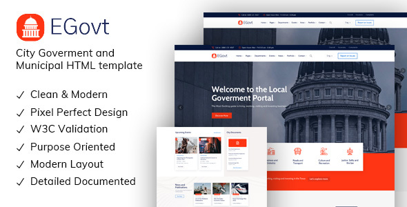 EGovt - City Government & Municipal HTML Template by Arklogics ...