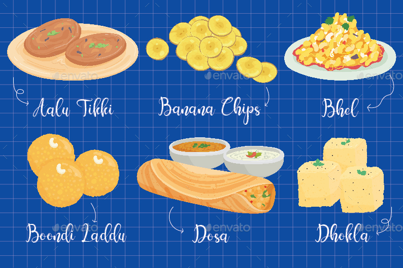 Authentic Indian Foods Vector Pack, Vectors | GraphicRiver