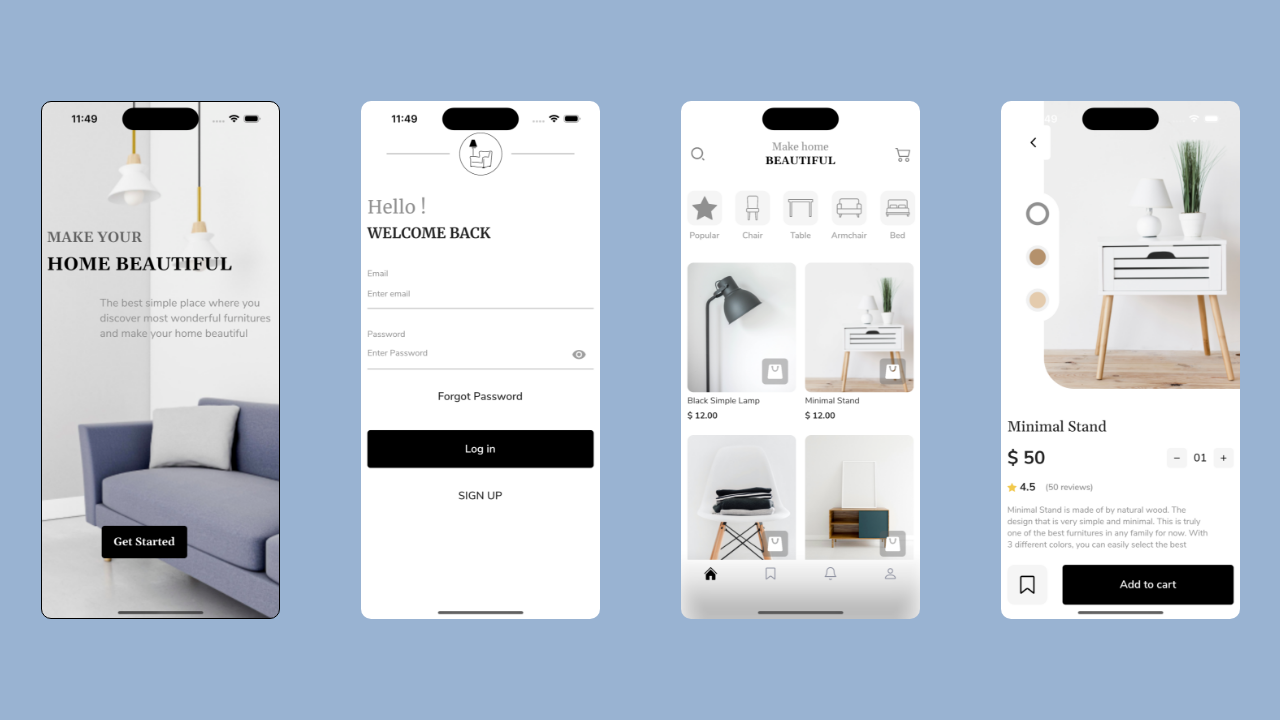 Furniture app - Flutter Mobile App Template by brixetechnology | CodeCanyon