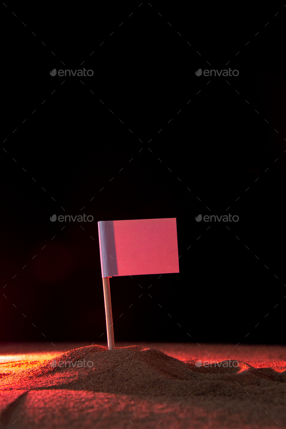 front view of white flag stick on moon dark background moon cosmic ...