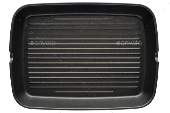 Empty rectangle grill frying pan Stock Photo by sergeyskleznev | PhotoDune