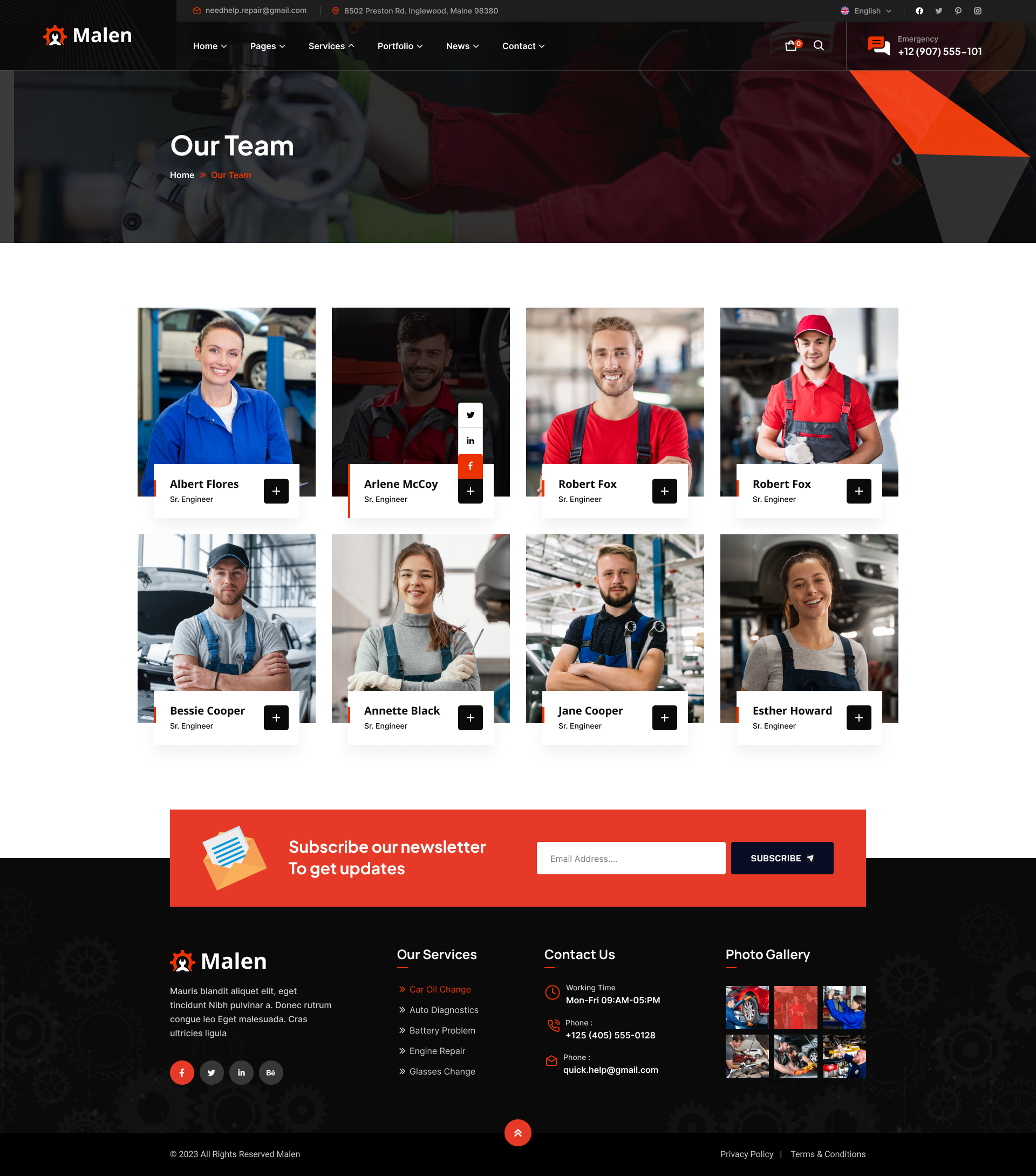 Malen - Car Repair & Services Figma Template by themeholy | ThemeForest
