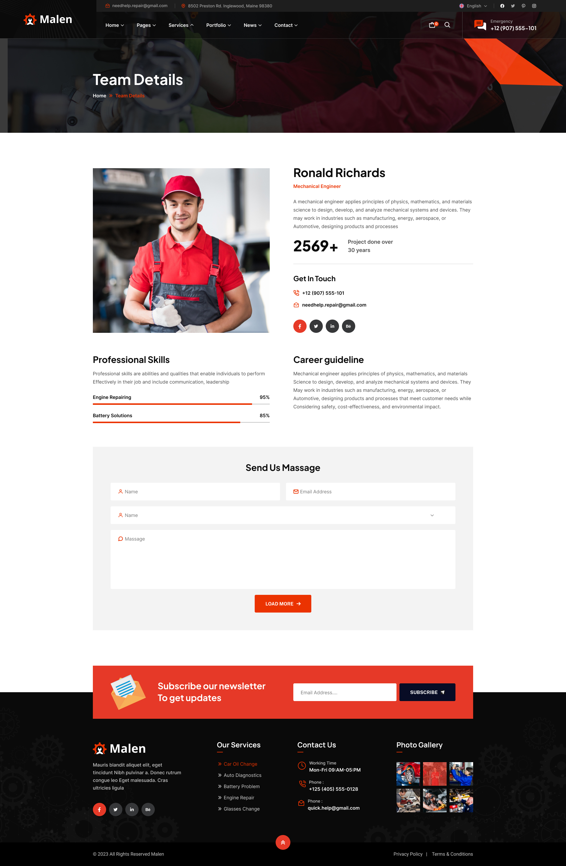 Malen - Car Repair & Services Figma Template by themeholy | ThemeForest
