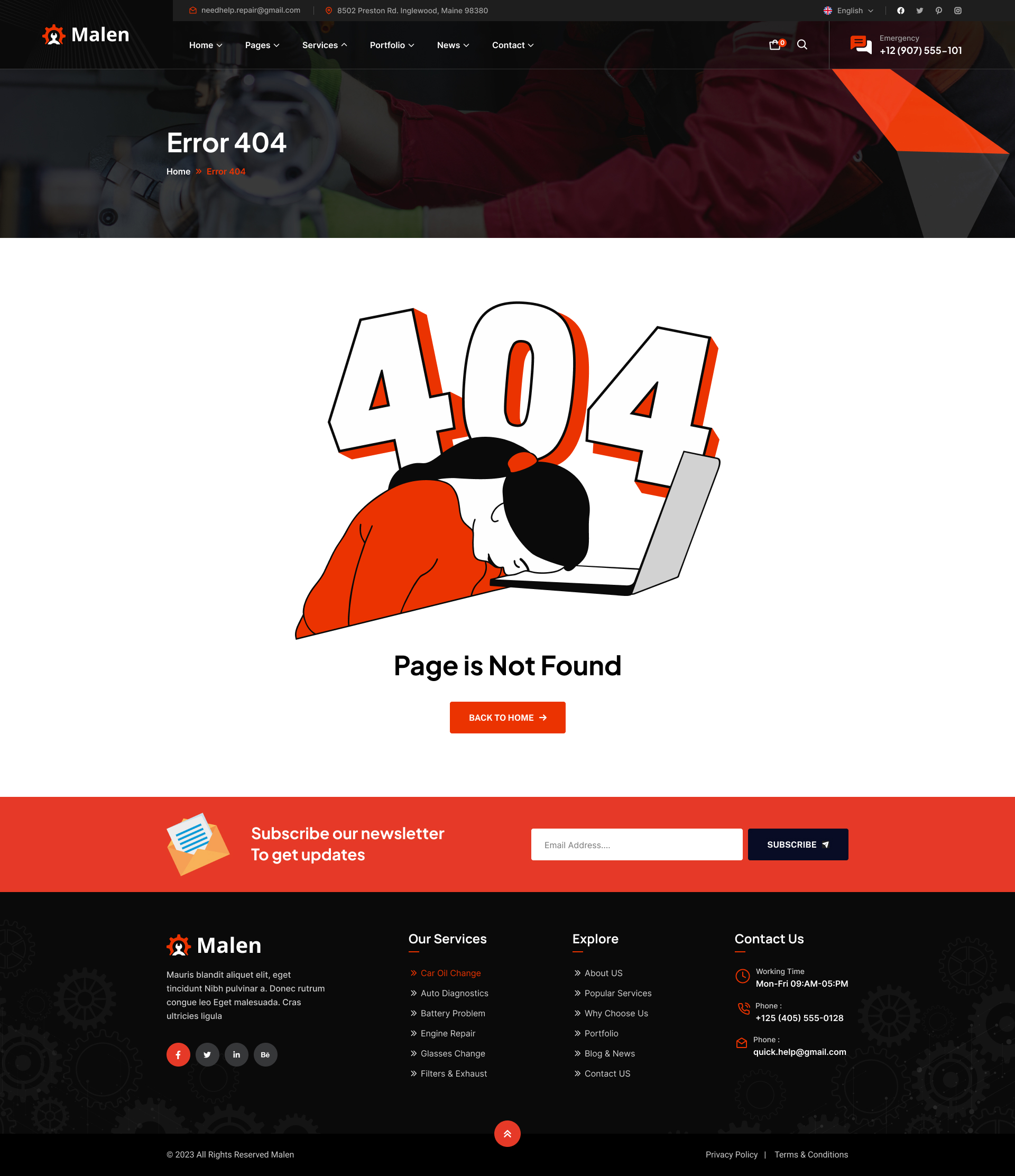 Malen - Car Repair & Services Figma Template by themeholy | ThemeForest