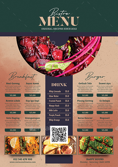 Bistro Food Menu, Print Templates | GraphicRiver