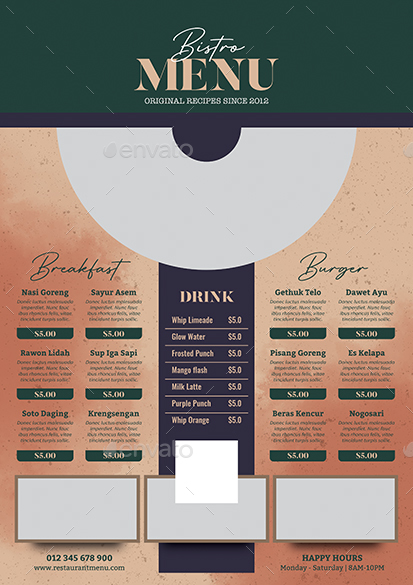 Bistro Food Menu, Print Templates | GraphicRiver