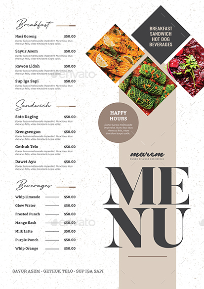 Sleek Food Menu, Print Templates | GraphicRiver