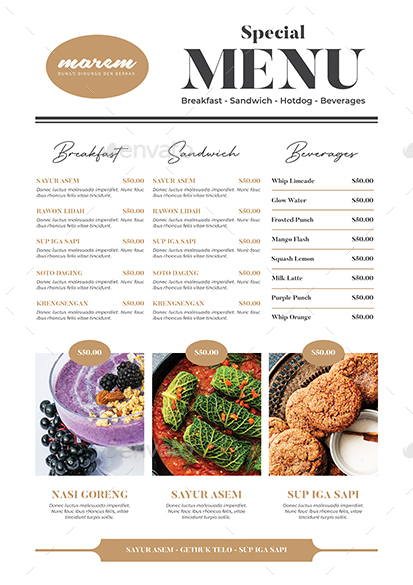 Chic Restaurant Menu, Print Templates | GraphicRiver