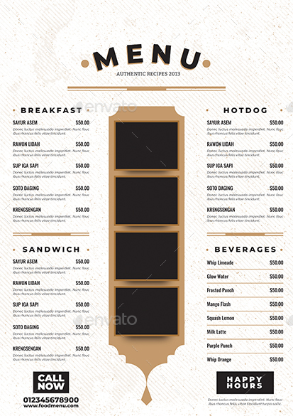 Classic Food Menu, Print Templates | GraphicRiver