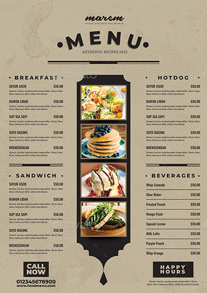 Classic Food Menu, Print Templates | GraphicRiver