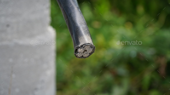 Steel rope cross section. Wire rope. Multi-core cable in section. Stock ...