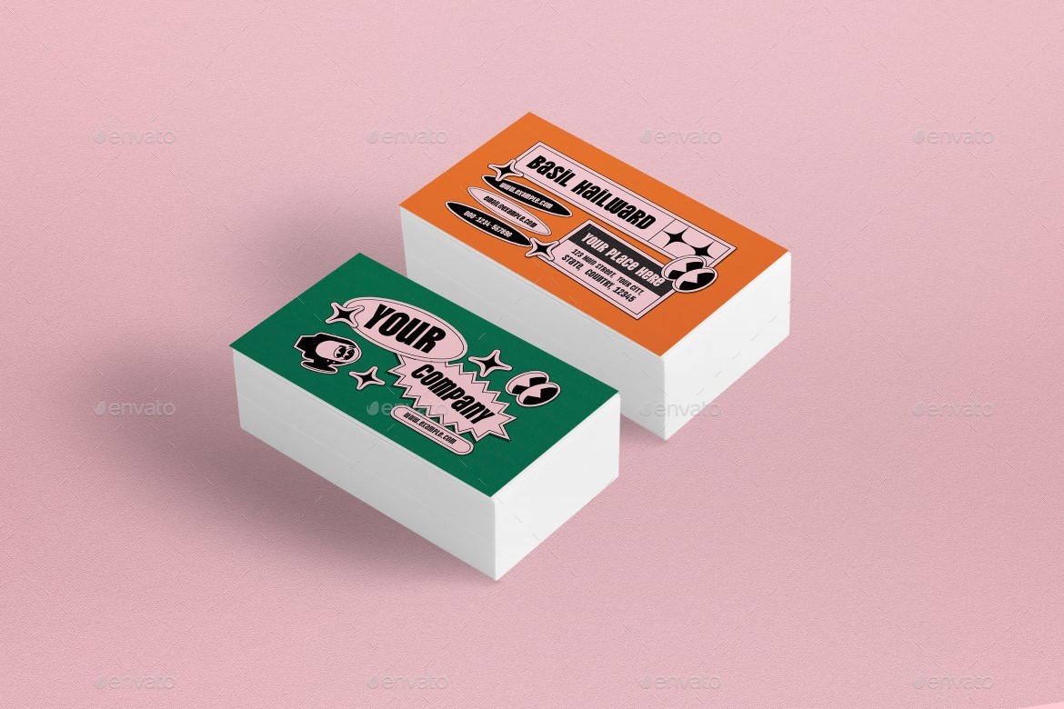 Orange Retro Cartoon Business Card, Print Templates | GraphicRiver