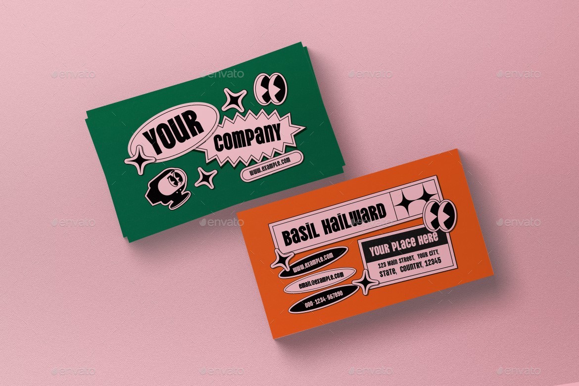 Orange Retro Cartoon Business Card, Print Templates | GraphicRiver