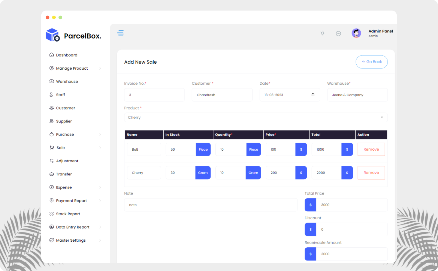 ParcelBox : Sales, Stocks & Purchase Billing with Ultimate Warehouse ...